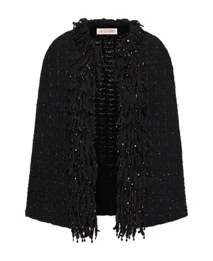 Valentino Garavani Fringed Hem Cloak - Black