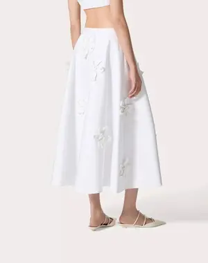 Valentino Garavani Embroidered Compact Popeline Midi Skirt