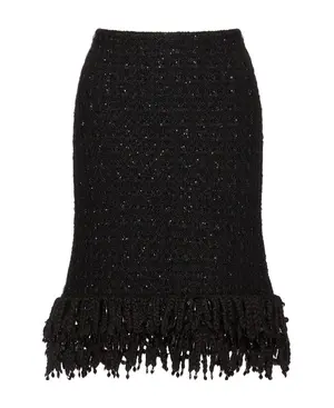 Valentino Garavani Logo Embroidered Skirt - Black