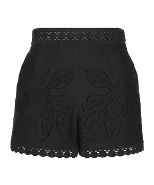 Valentino Garavani Floral Patterned High Waist Shorts - Black