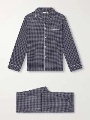 Derek Rose Braemar 32 Checked Cotton-twill Pyjama Set - Navy