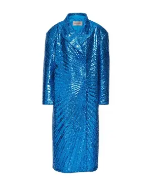 Valentino Garavani Embroidered Rigid Tulle Coat - Blue
