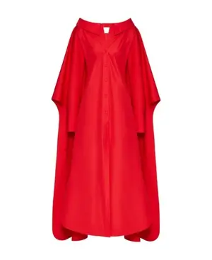 Valentino Garavani Cape-detail Cotton Maxi Dress - Red