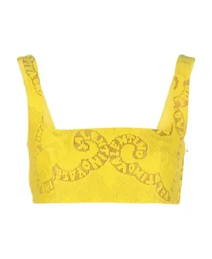 Valentino Garavani Cropped Pointelle-lace Top - Yellow