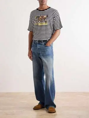BODE Printed Striped Ribbed Cotton-jersey T-shirt
