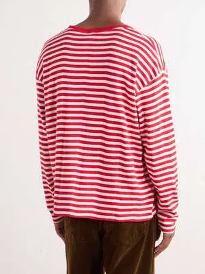 BODE Logo-embroidered Striped Ribbed Cotton-jersey T-shirt