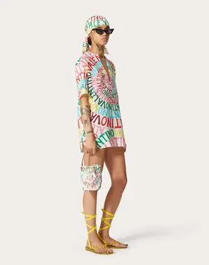 Valentino Garavani Logo Ringed Crepe Chine Dress