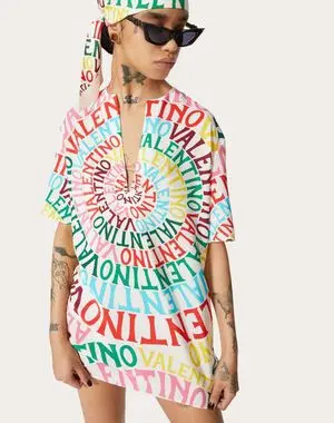 Valentino Garavani Logo Ringed Crepe Chine Dress