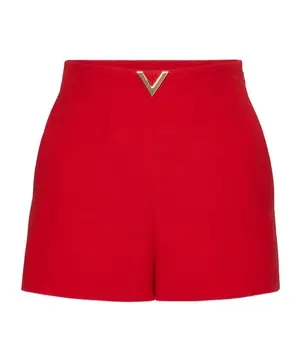 Valentino Garavani Crepe Couture V Gold Shorts - Rosso Red