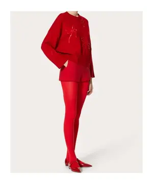 Valentino Garavani Crepe Couture V Gold Shorts