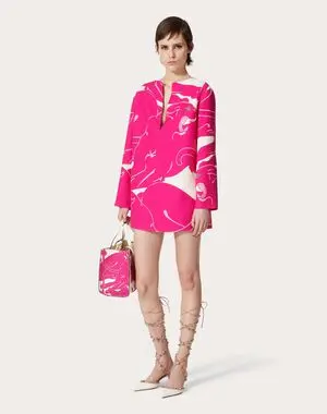 Valentino Garavani Short Dress In Crepe Couture Panther