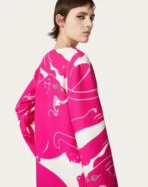 Valentino Garavani Short Dress In Crepe Couture Panther