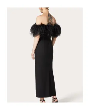 Valentino Garavani Feather-trimmed Strapless Midi Dress