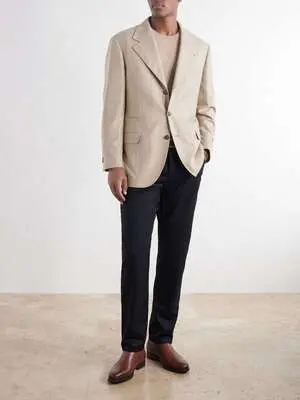 Brunello Cucinelli Pinstripe Wool, Silk And Cashmere-blend Suit Jacket