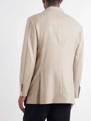 Brunello Cucinelli Pinstripe Wool, Silk And Cashmere-blend Suit Jacket