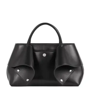 TOTEME Foldover Detailed Small Tote Bag - Black