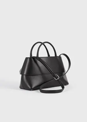 TOTEME Foldover Detailed Small Tote Bag - Black