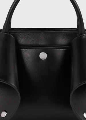 TOTEME Foldover Detailed Small Tote Bag - Black