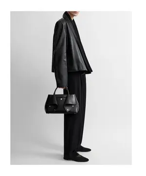 TOTEME Foldover Detailed Small Tote Bag - Black