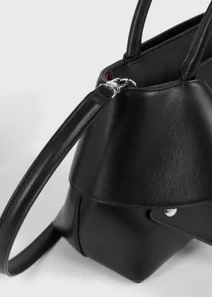 TOTEME Foldover Detailed Small Tote Bag - Black