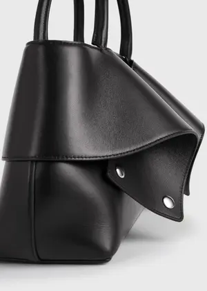 TOTEME Foldover Detailed Small Tote Bag - Black