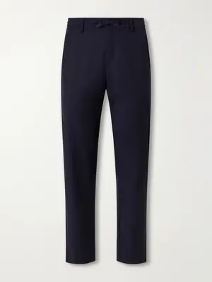 Canali Tapered Stretch-wool Gabardine Trousers - Blue