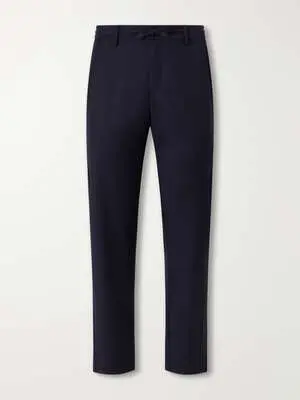 Canali Tapered Stretch-wool Gabardine Trousers - Navy
