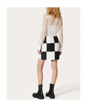 Valentino Garavani Crepe Couture Checked Long-sleeved Dress