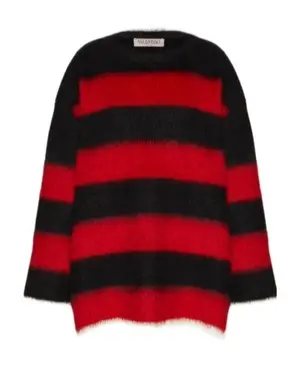 Valentino Garavani Striped Crewneck Jumper - Black
