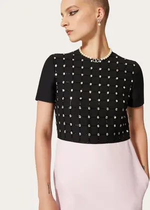 Valentino Garavani Embroidered Crepe Couture Short Dress