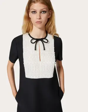 Valentino Garavani Embroidered Crepe Couture Short Dress