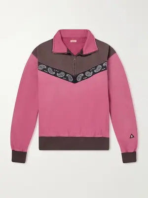 Kapital Colour-block Paisley-trimmed Cotton-jersey Half-zip Sweatshirt