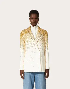 Valentino Garavani Embroidered Crepe Couture Blazer