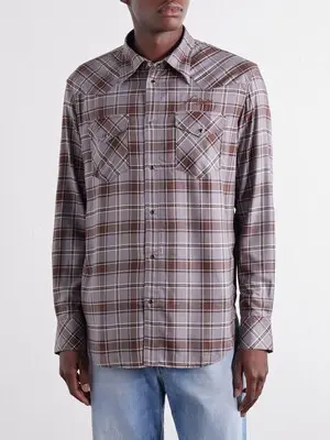 Acne Studios Logo-embroidered Checked Flannel Shirt