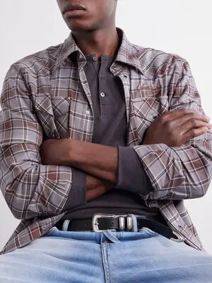 Acne Studios Logo-embroidered Checked Flannel Shirt