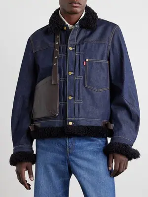 Sacai Levi's Plush-trimmed Denim Jacket