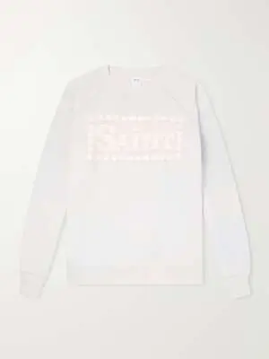 SAINT MXXXXXX Saint Printed Distressed Cotton-jersey Sweatshirt - Blue