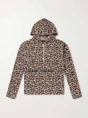 Kapital Hooded Leopard-jacquard Half-zip Sweater - Beige