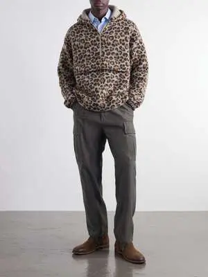 Kapital Hooded Leopard-jacquard Half-zip Sweater