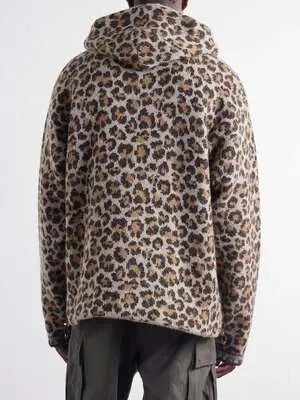 Kapital Hooded Leopard-jacquard Half-zip Sweater