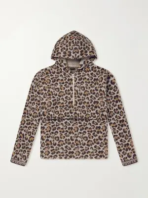 Kapital Hooded Leopard-jacquard Half-zip Sweater - Neutrals
