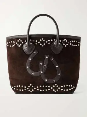 BODE Studded Leather-trimmed Suede Tote Bag