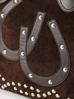 BODE Studded Leather-trimmed Suede Tote Bag