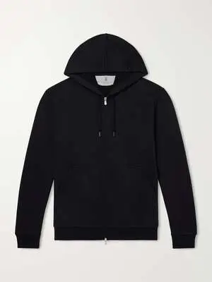 Brunello Cucinelli Cotton-blend Jersey Zip-up Hoodie - Black