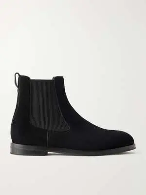 Manolo Blahnik Sempione Manny Suede Chelsea Boots - Black