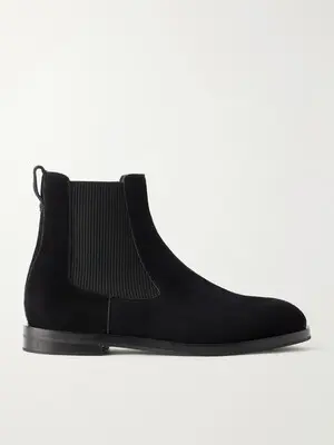 Manolo Blahnik Sempione Manny Suede Chelsea Boots - Black