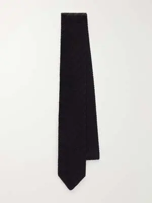 Brunello Cucinelli 8cm Knitted Silk Tie - Black