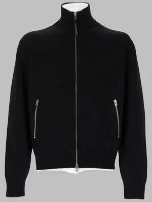 TOM FORD Maglia In Lana Merino Con Zip E Patch - Black
