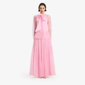 LEO LIN Dressage Silk Organza Tie Blouse - Pink