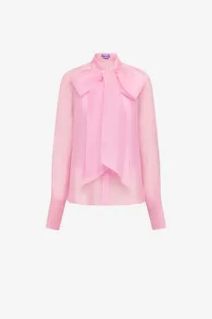 LEO LIN Dressage Silk Organza Tie Blouse - Pink